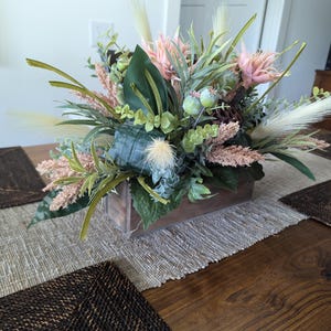 Centerpiece, Beach Crate Arrangement, Pampas Grass, Tropical ...