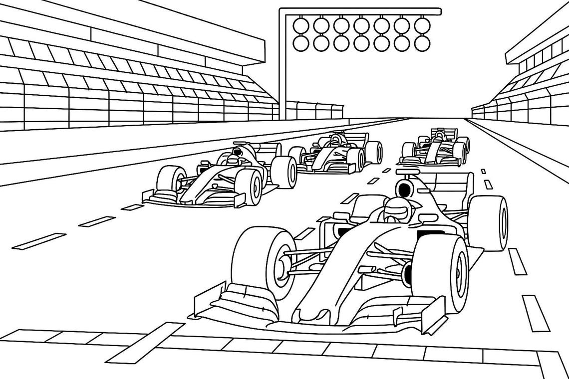 F1 Racing Car Coloring Pages – 7 Printable Sketches (PDF Download) - Etsy