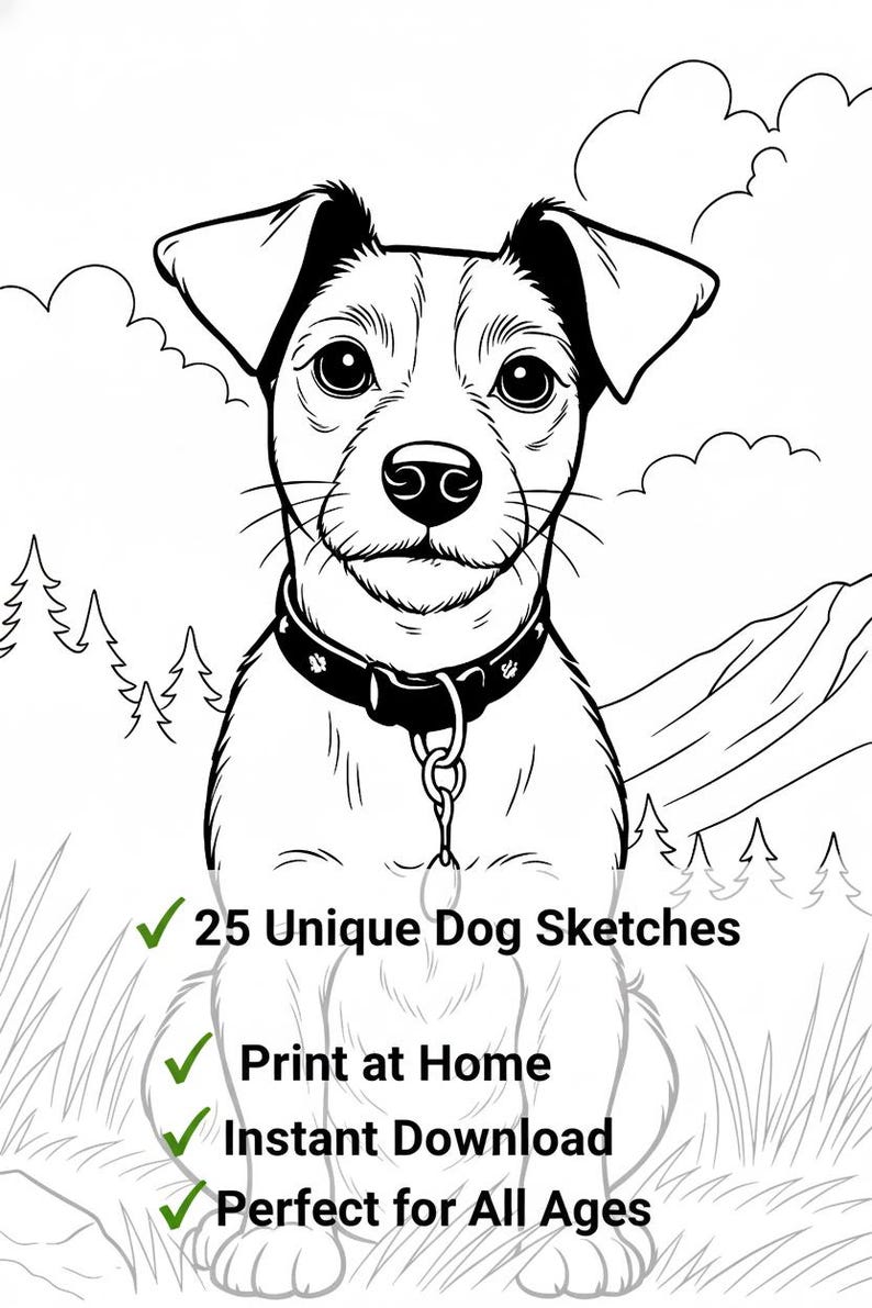 Dog Coloring Pages Printable | 25 Coloring Book Pages | Digital ...