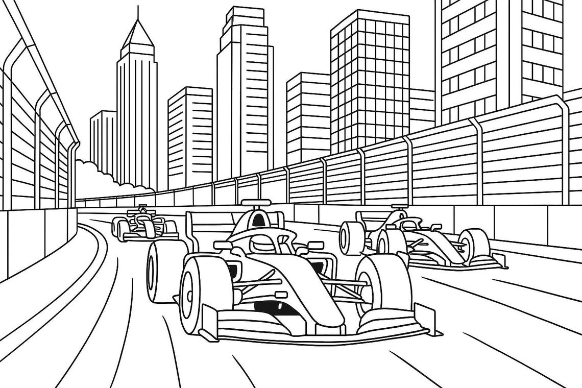 F1 Racing Car Coloring Pages – 7 Printable Sketches (PDF Download) - Etsy