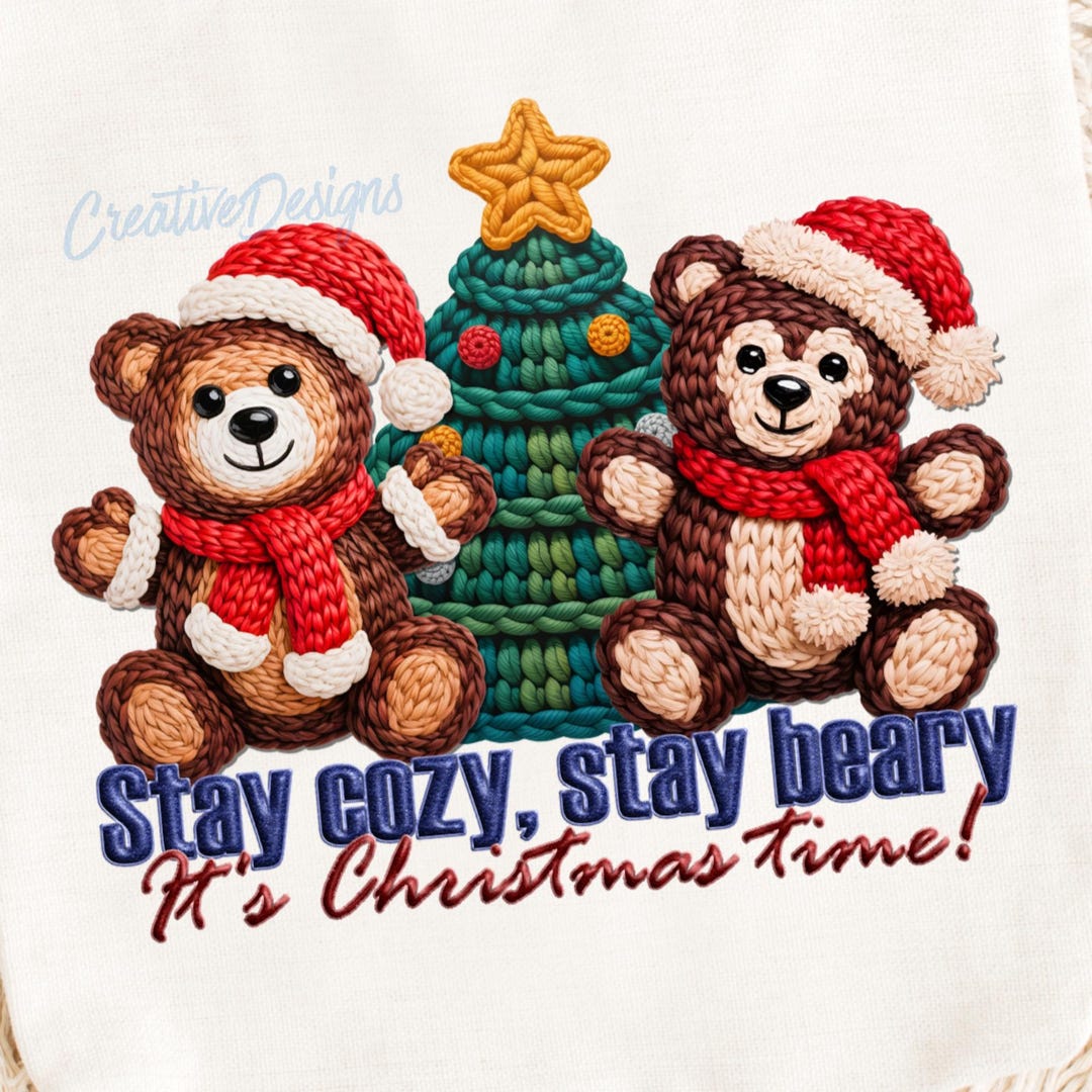 Faux Yarn Bear Christmas PNG, Holiday Clipart (digital Download) - Etsy