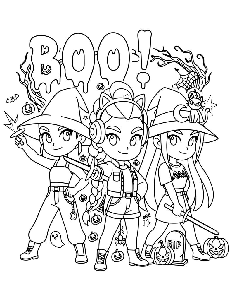 KPOP Demon Hunters Coloring Book, Huntrix Halloween Coloring Book ...