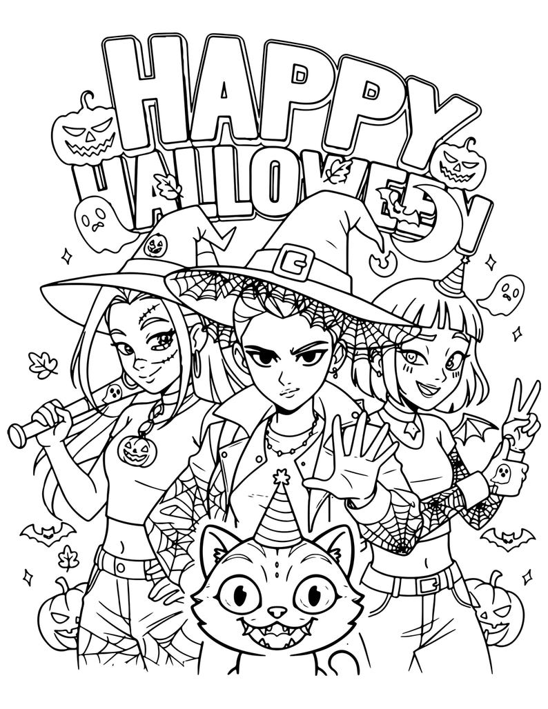 KPOP Demon Hunters Coloring Book, Huntrix Halloween Coloring Book ...