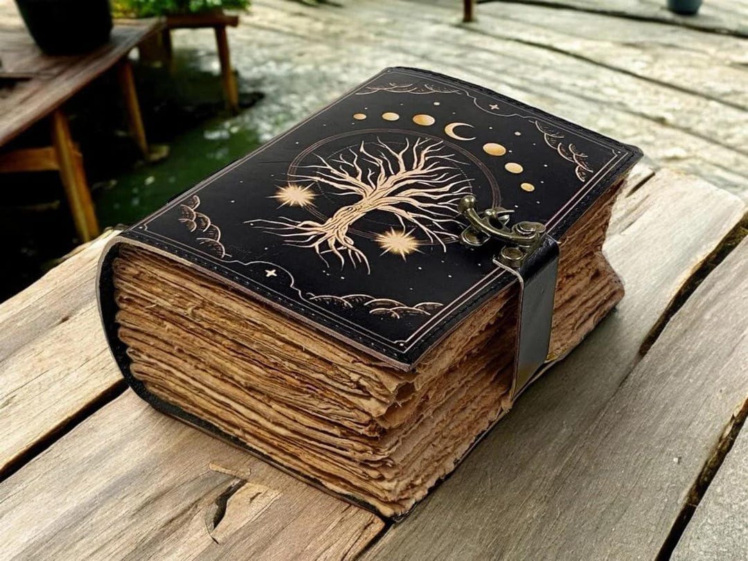 400 Page Tree of Life Leather Journal Book of Shadows Blank Spell Book ...