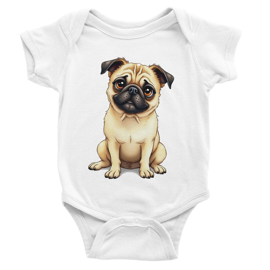 Cute Pug Onesie - Adorable Baby Bodysuit - Customized Baby Outfit Gift ...