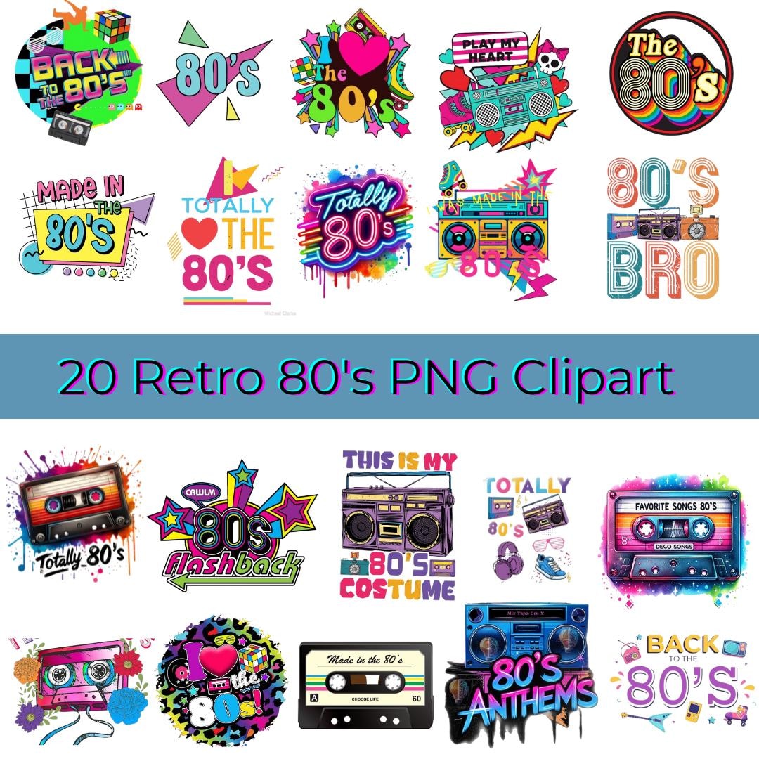 Retro 80s Bundle, 80s Graphics, Png Bundle, Back to 80s, 80s Files, 80s ...