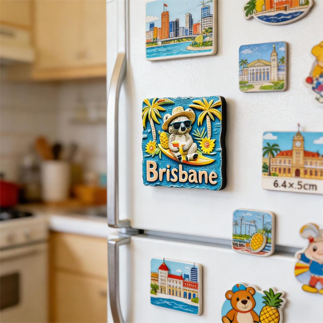 Hand Painted Australia Brisbane Fridge Magnet, Travel City Souvenir ...