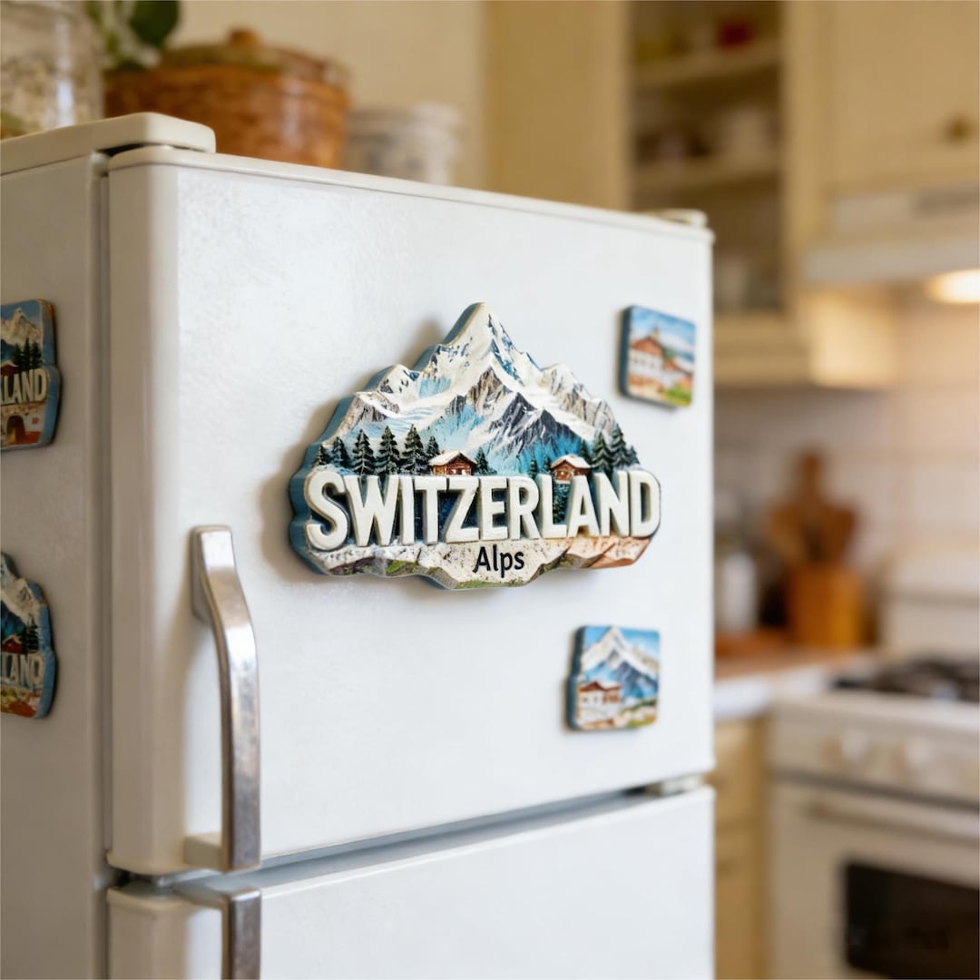 Hand-painted Swiss Alps Fridge Magnet, Travel Souvenir Decor - Etsy