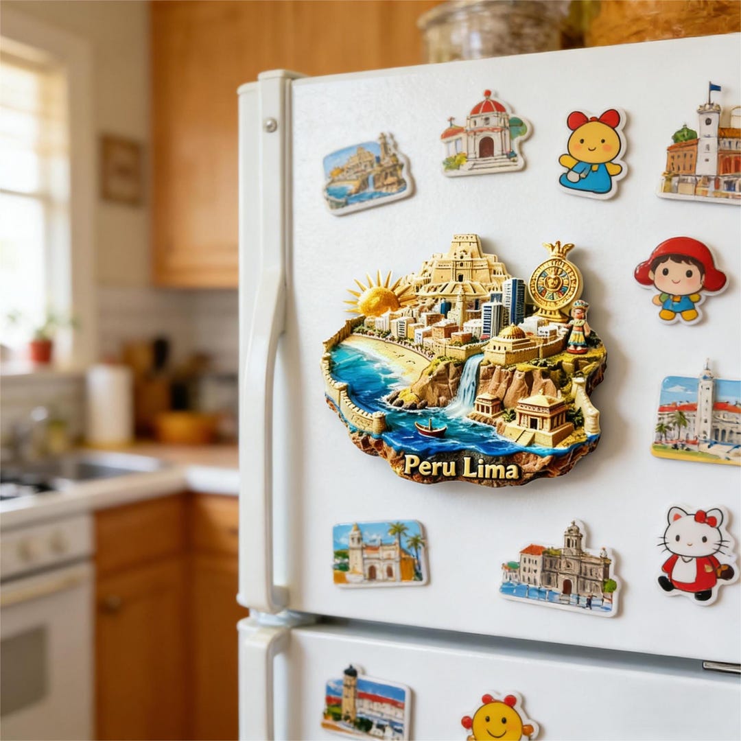 Hand-painted Peru Lima Golden Sun on the Beach Fridge Magnet, Travel ...