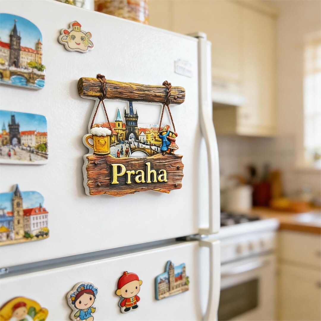 Hand Painted Praha Puppet and Beer Fridge Magnet, Travel City Souvenir ...