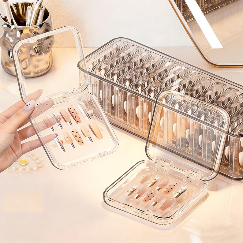 Nail Tip Organizer Box With Lid,clear Acrylic Nail Storage Case for ...