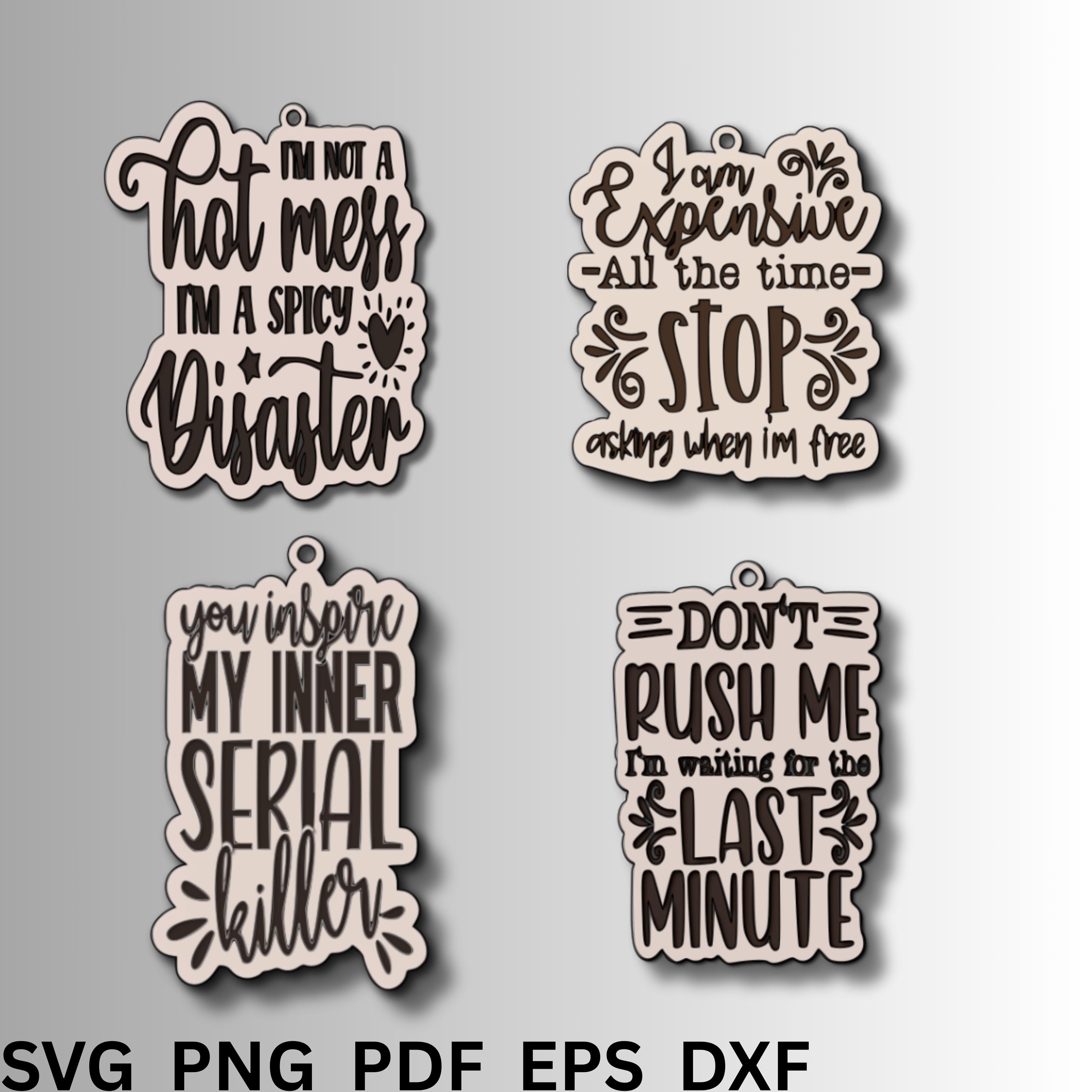 Keychain Bundle of 15 Laser Cut File, Sarcastic Engraving, Laser ...