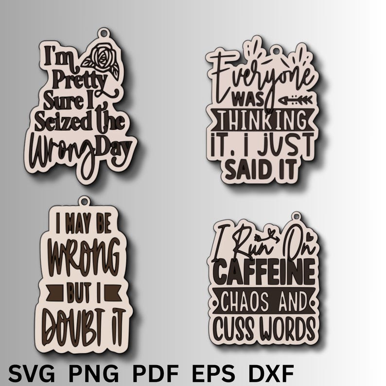 Keychain Bundle of 15 Laser Cut File, Sarcastic Engraving, Laser ...