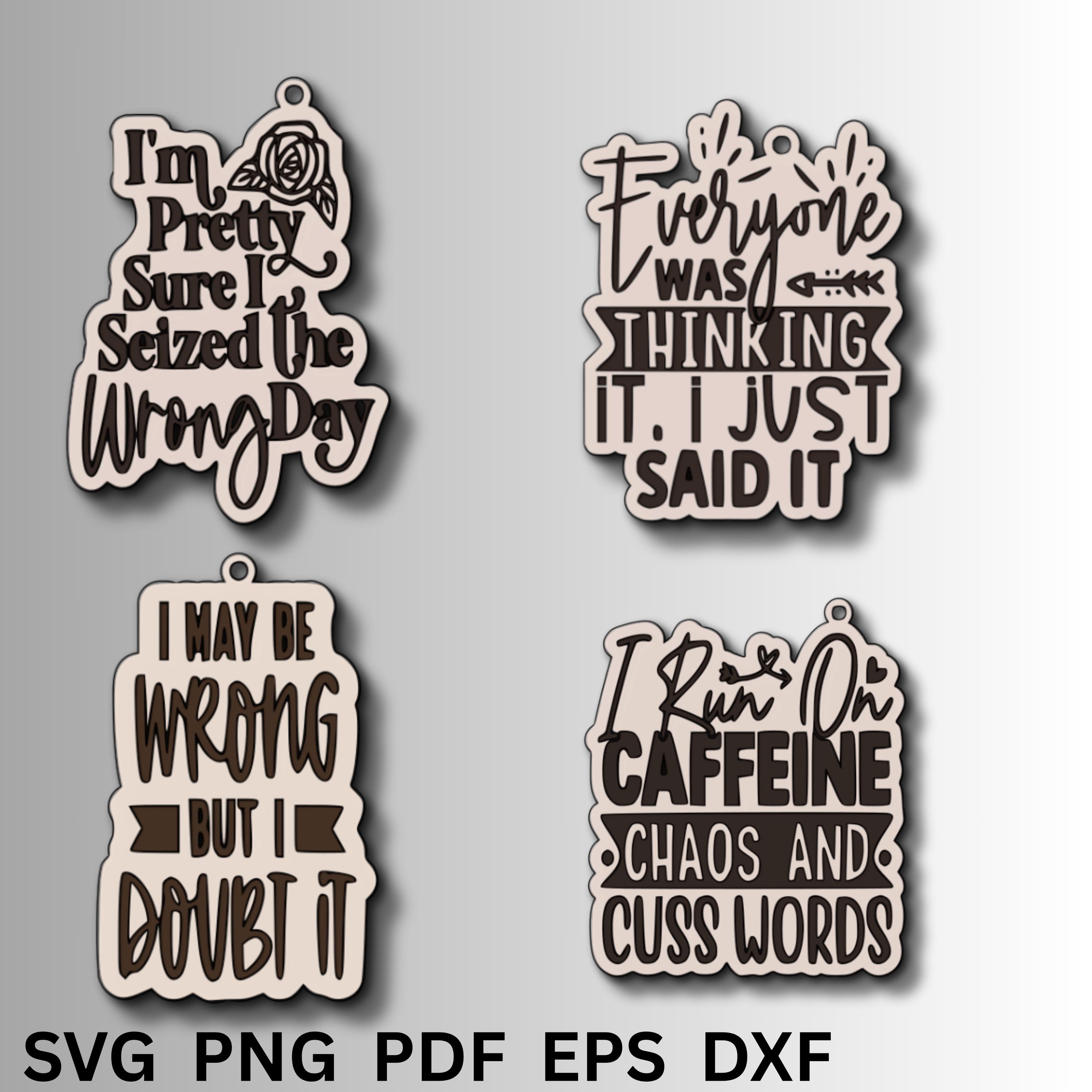Keychain Bundle of 15 Laser Cut File, Sarcastic Engraving, Laser ...