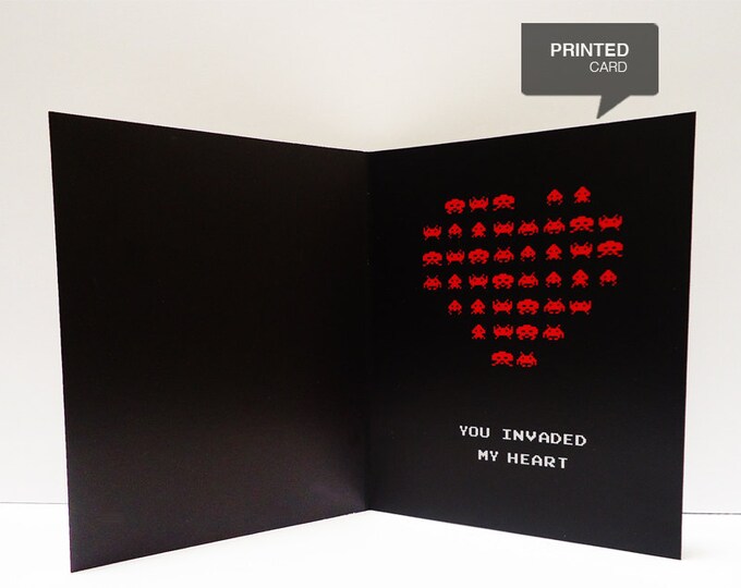 Space Invaders Love Printed Card - Etsy