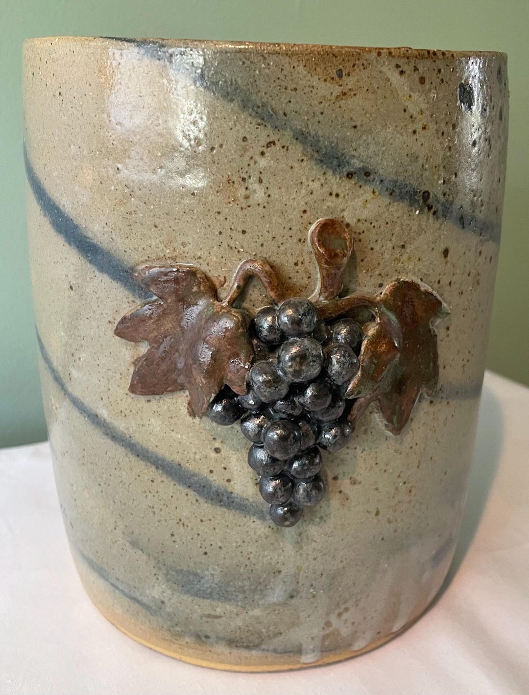 Vintage Wilford Dean Pottery Grape Motif 8" Southern - Etsy
