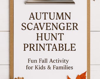 Printable Pumpkin Patch Scavenger Hunt for Kids Watercolor Full Color ...