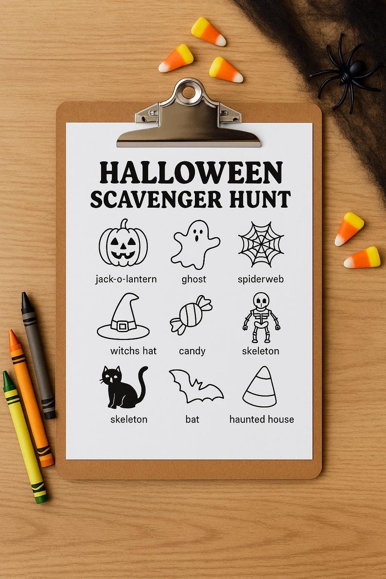 Halloween Scavenger Hunt Printable Game, Kids Party Activity, Instant ...