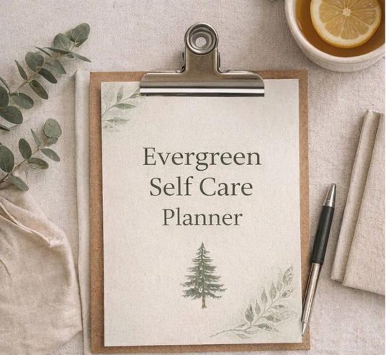 Self Care Planner Printable | Evergreen Wellness Planner PDF | Habit ...