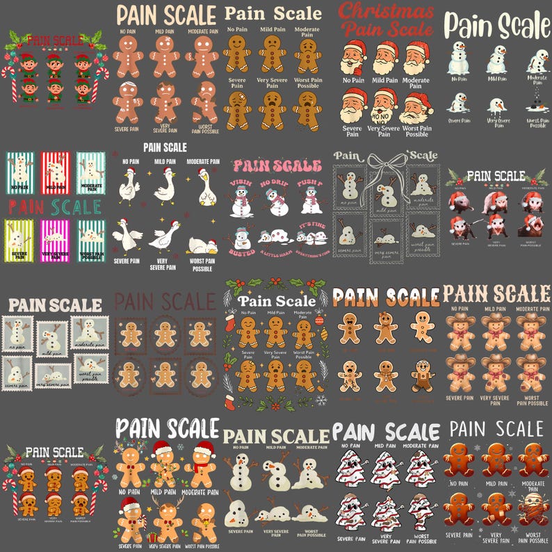 Christmas Pain Scale Retro Santa PNG Funny Medical Nurse ER ICU Clipart, Sublimation Digital ...