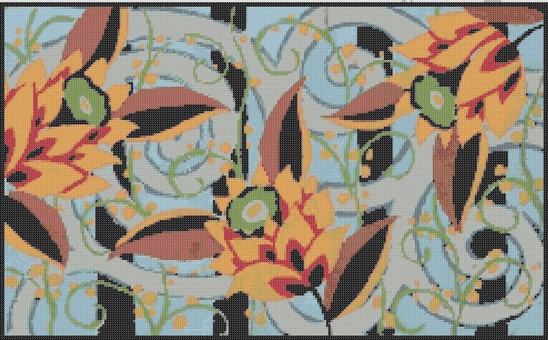 Art Deco Floral Print - Digital Cross Stitch Pattern PDF Download - Etsy