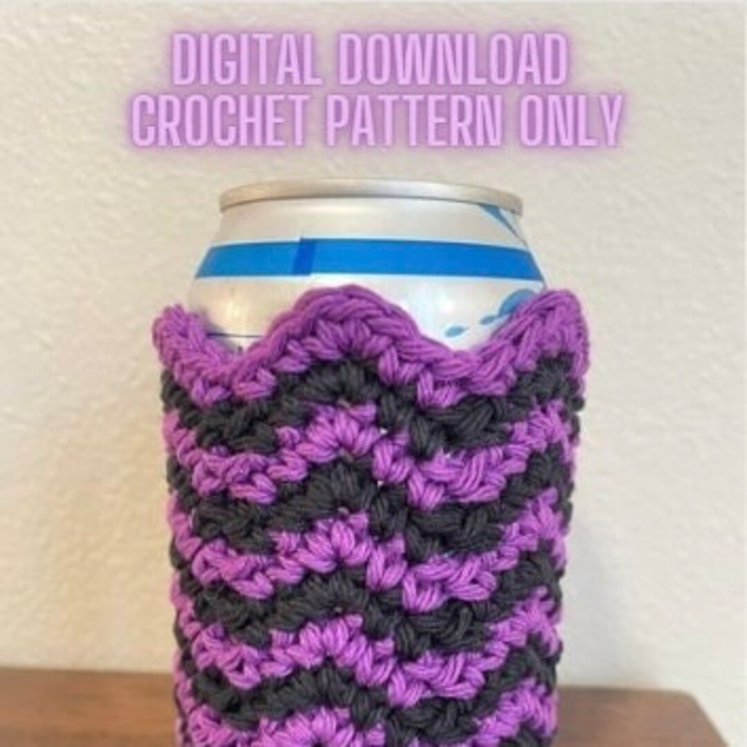 Chevron Can Koozie Crochet Pattern - Digital Download, Beverage Cozy ...