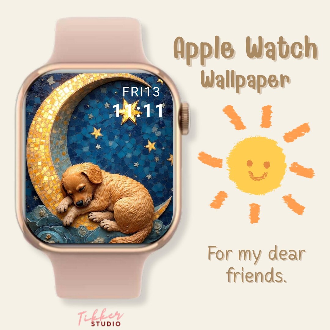 Mosaic Dog Art – Cozy Dog Apple Watch Wallpaper | Tikker Studio - Etsy
