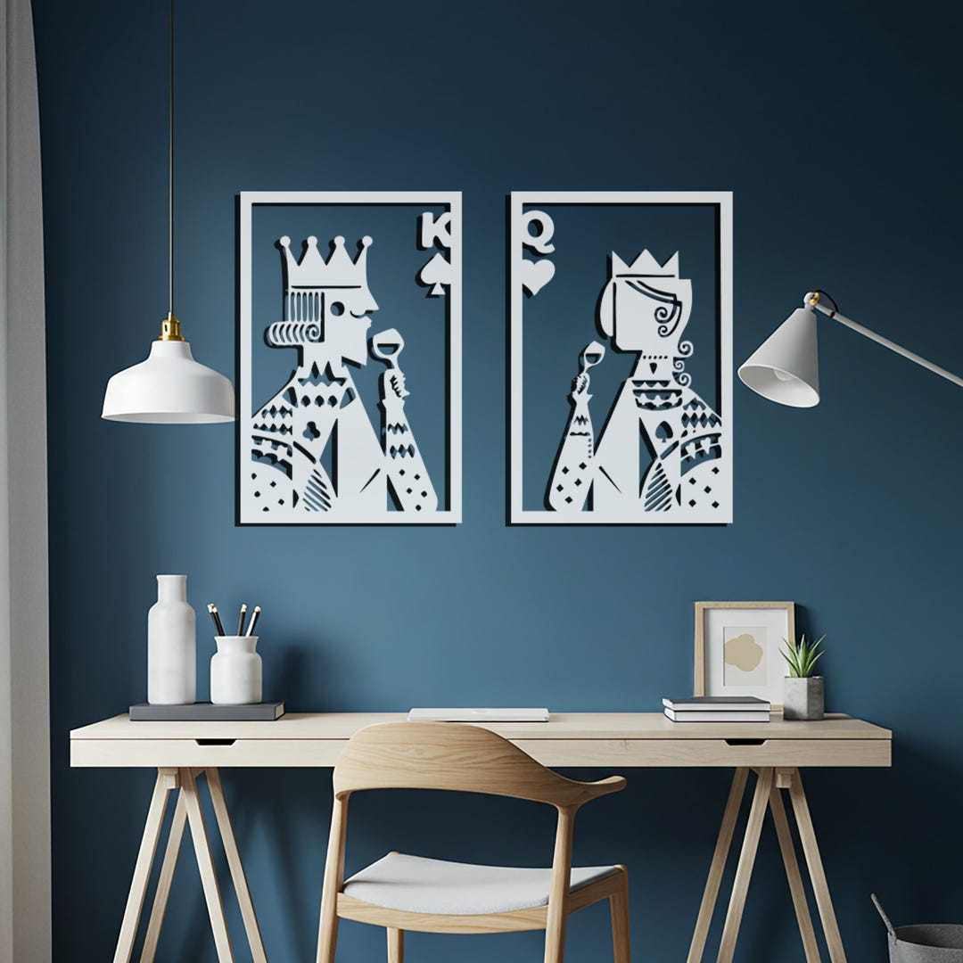 King & Queen Metal Wall Art – Playing Cards Inspired Design, Modern ...