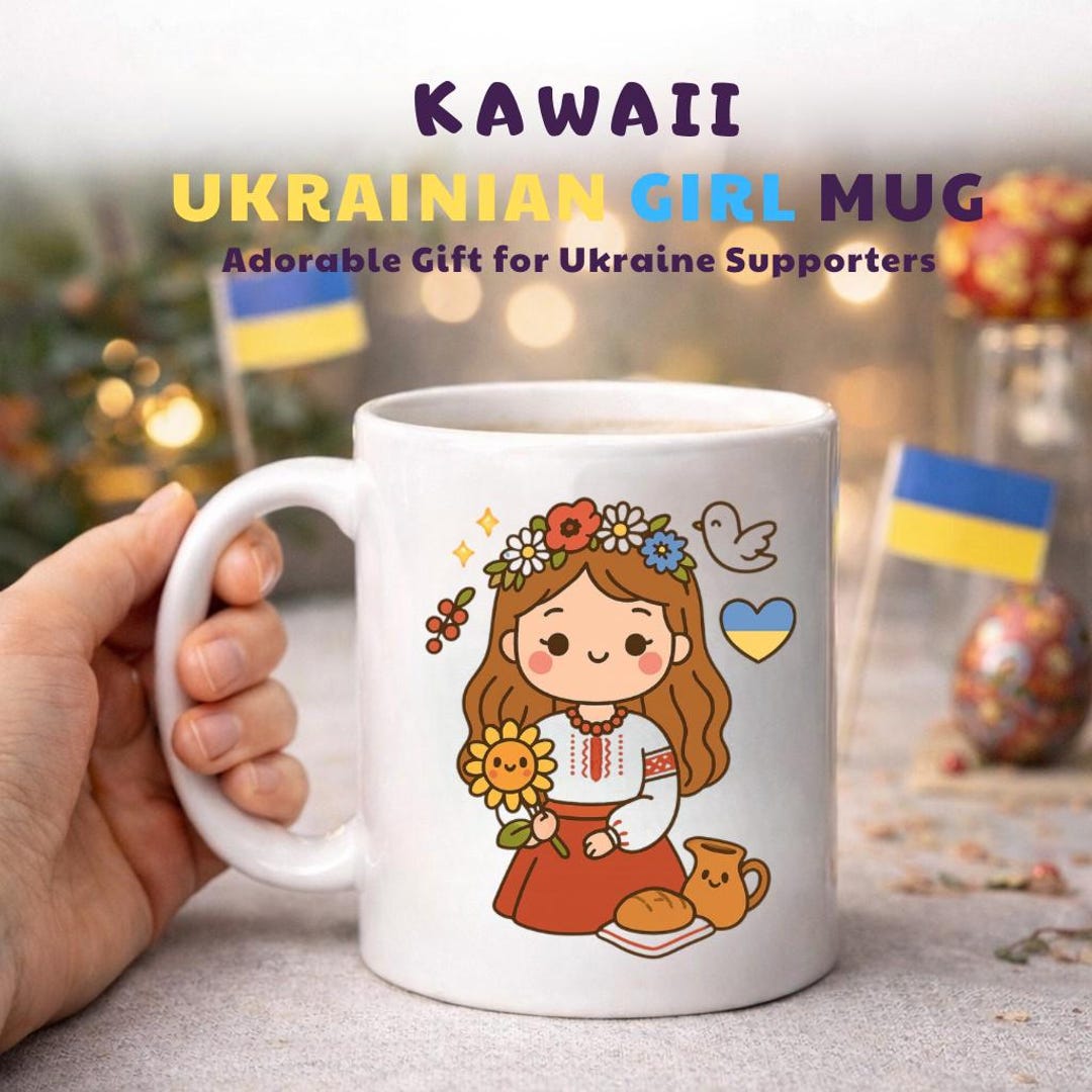 Kawaii Ukrainian Girl Mug, Glossy Coffee Cup - Etsy