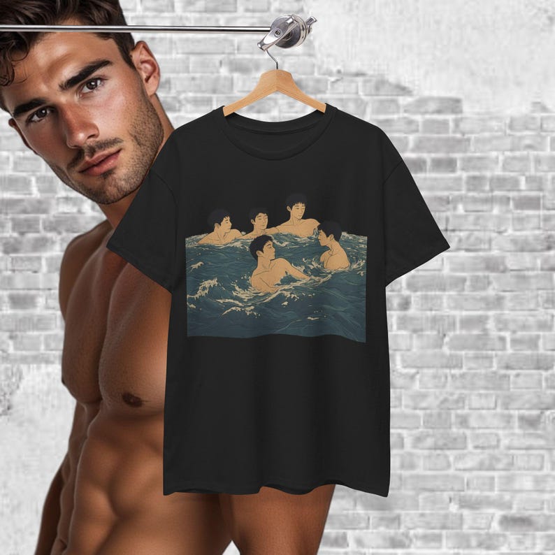 Ukiyoe Style Men Swimming Ocean Art Pride T Shirt Gay - Etsy