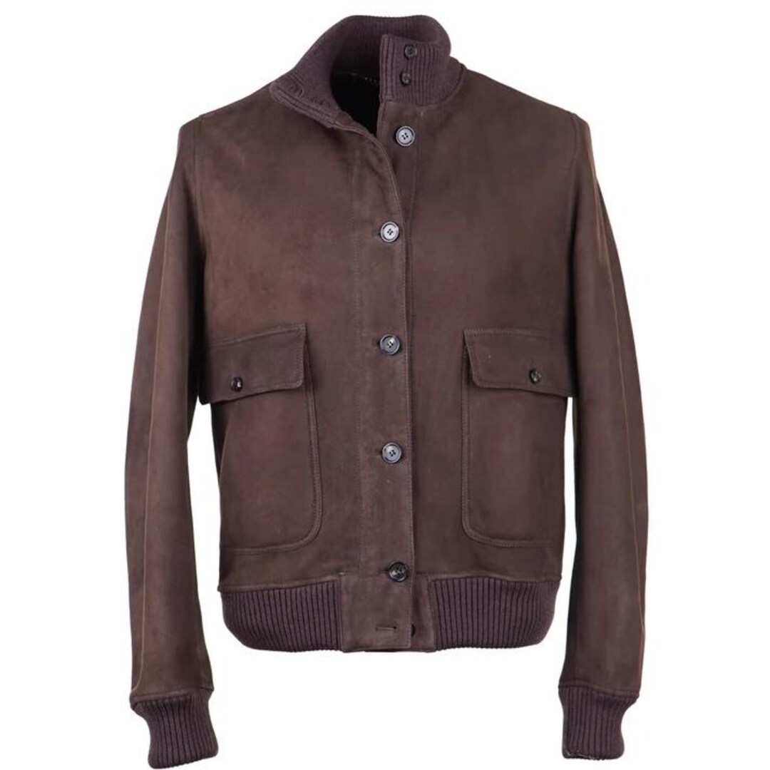 Men's Brown Suede Bomber Jacket | Luxury Pilot Coat | Button Front ...