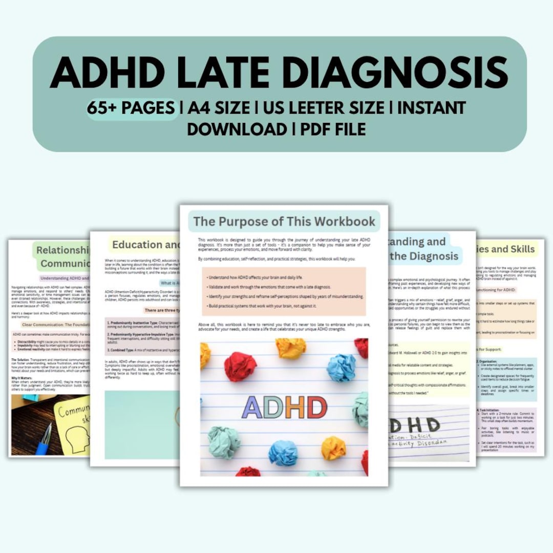 Adult ADHD Workbook & Self-discovery Guide | Late ADHD Diagnosis ...