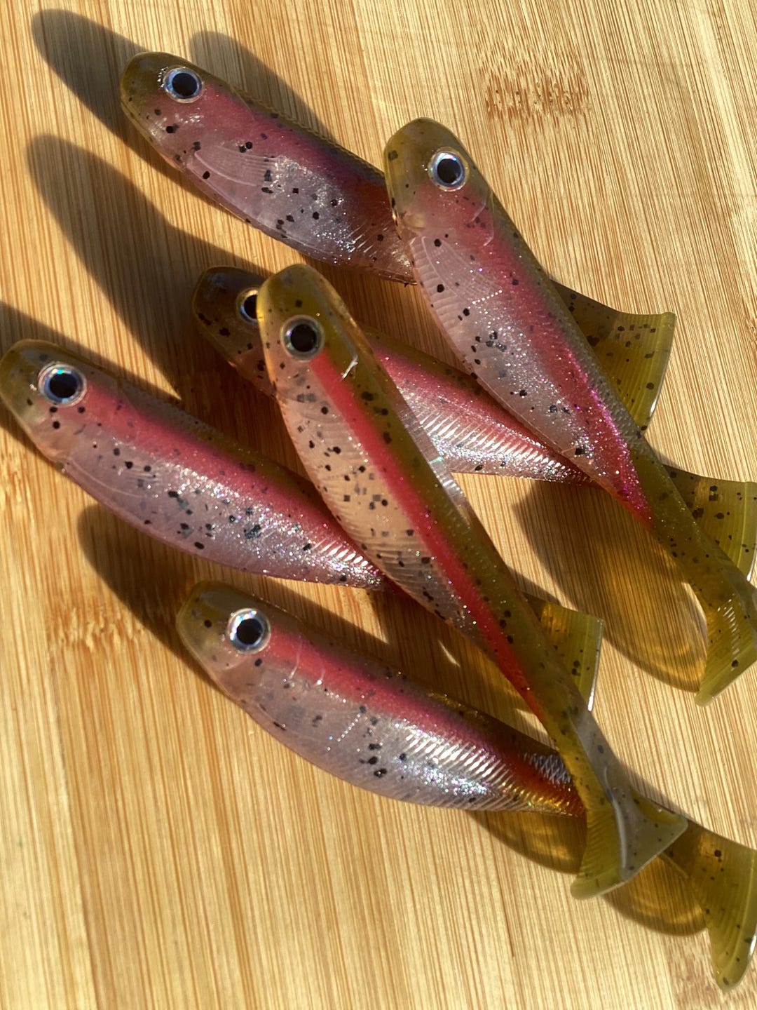 4” Swim Bait Hand Poured Soft Plastic, Color of Rainbow Trout - Etsy