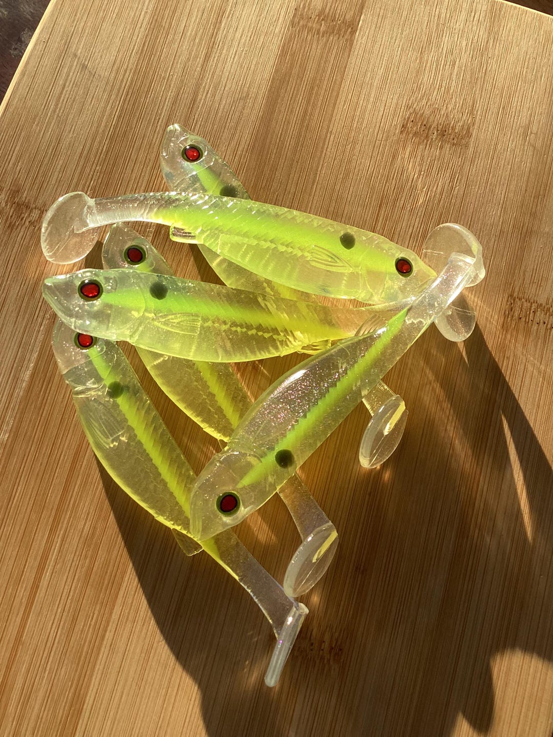 4.25” G Swim Bait Hand Poured Soft Plastic, Clear Belly and Top With ...