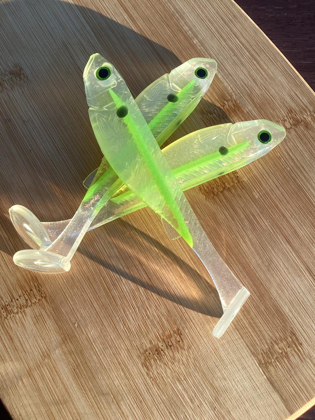 5” G Swim Bait Hand Poured Soft Plastic, Clear Belly and Top With Color ...