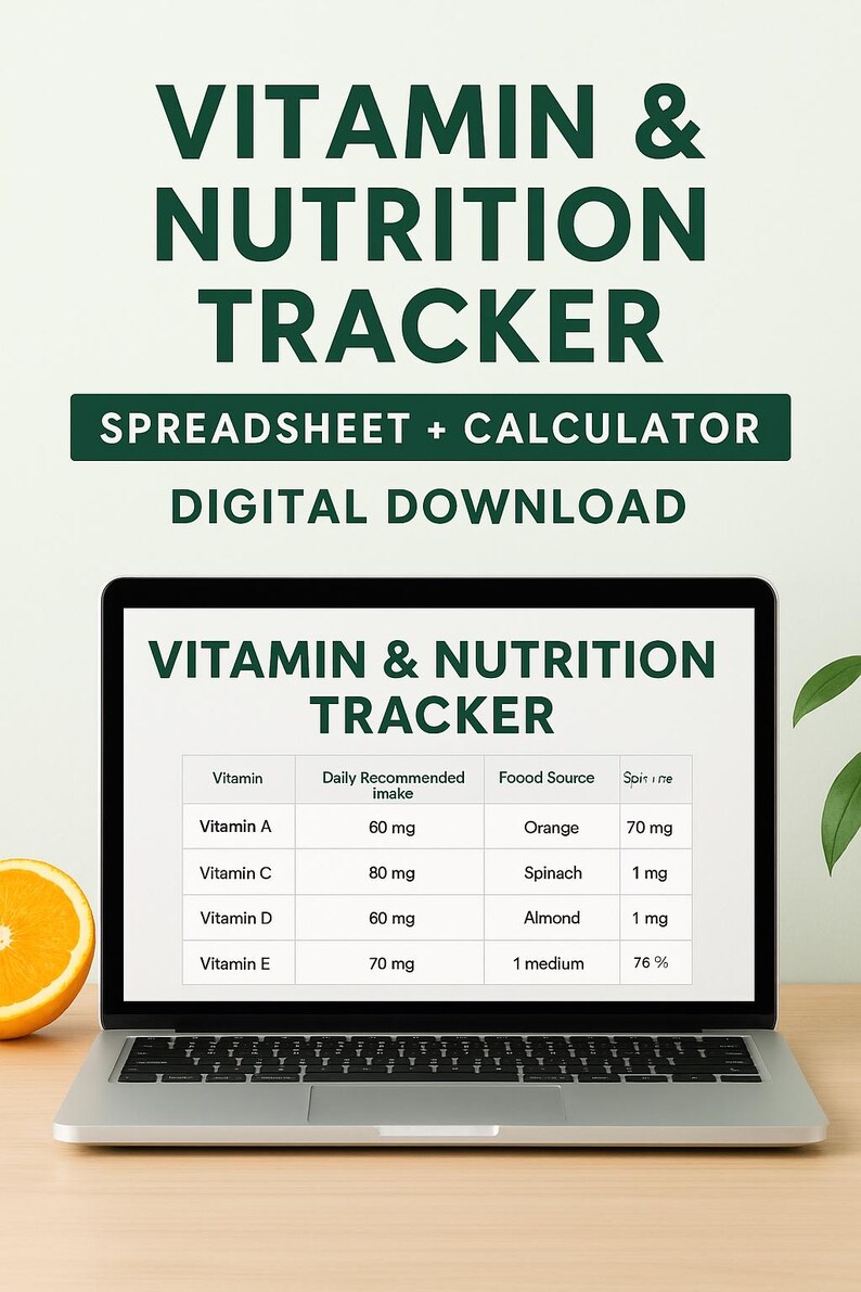 Vitamin and Mineral Tracker Spreadsheet – Daily Nutrition Calculator ...