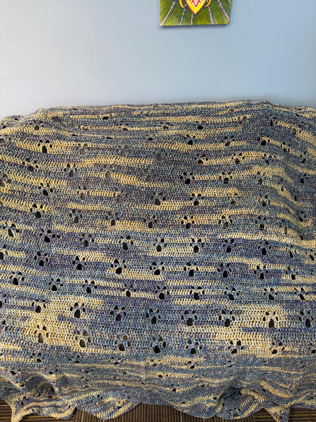 Crocheted Paw Print Twin Size Afghan - Etsy