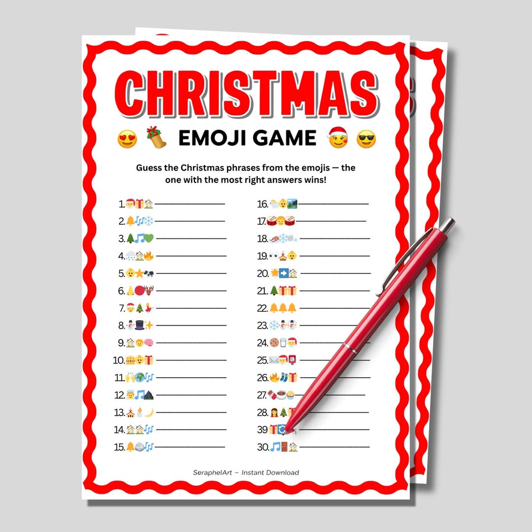 Christmas Emoji Game — Fun Printable for All Ages - Etsy