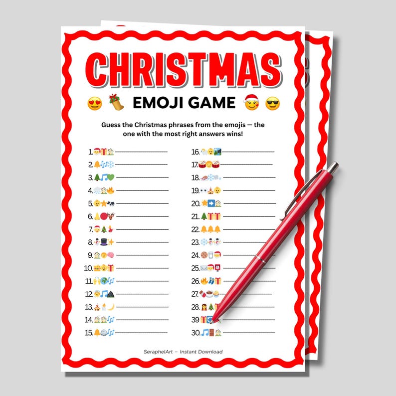 Christmas Emoji Game — Fun Printable for All Ages - Etsy