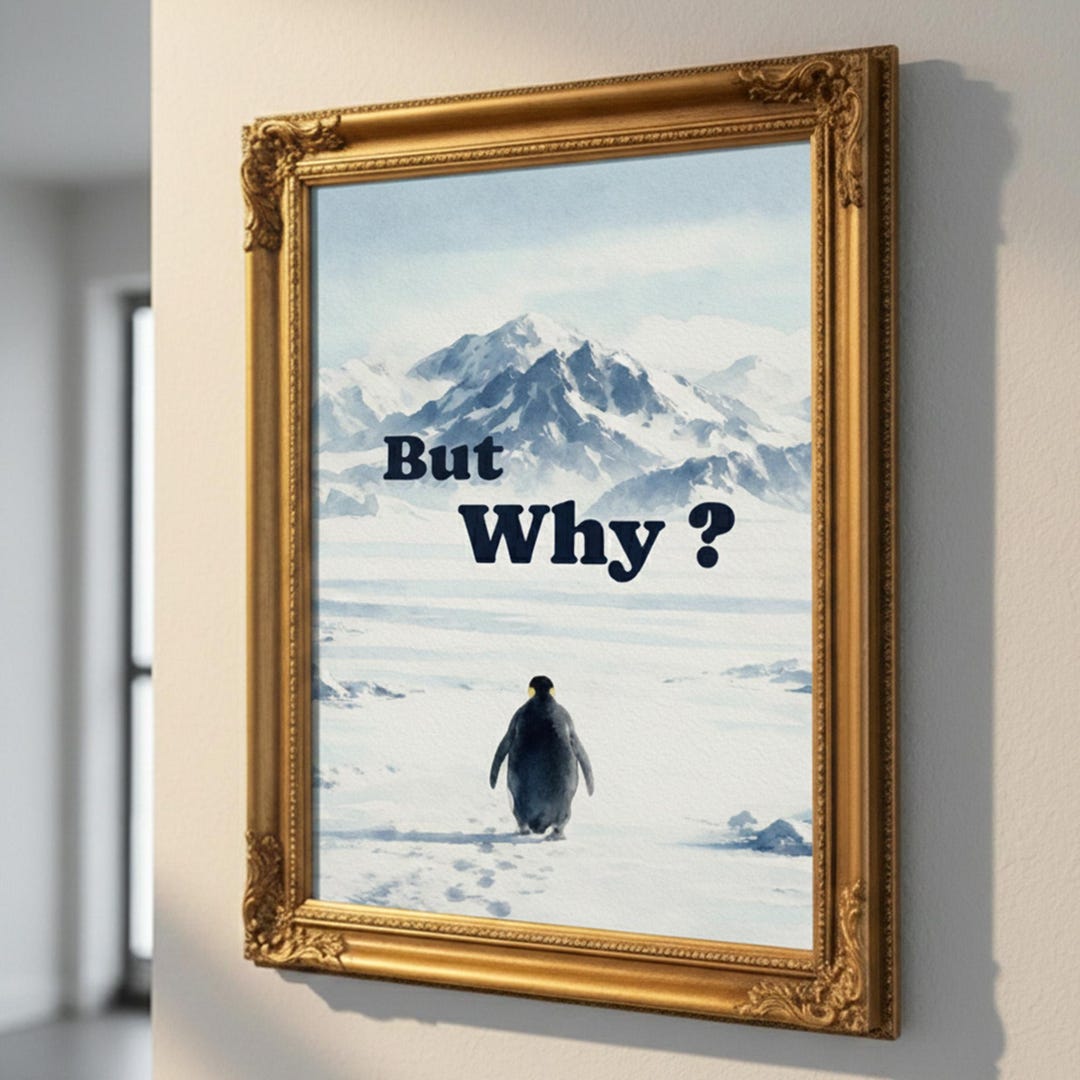 But Why Penguin Wall Art, Minimalist Watercolor Penguin Decor ...