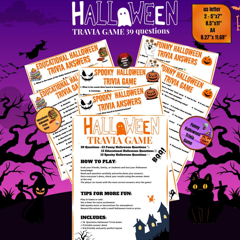 Halloween Trivia Bundle – 39 Printable Questions | Fun, Scary ...