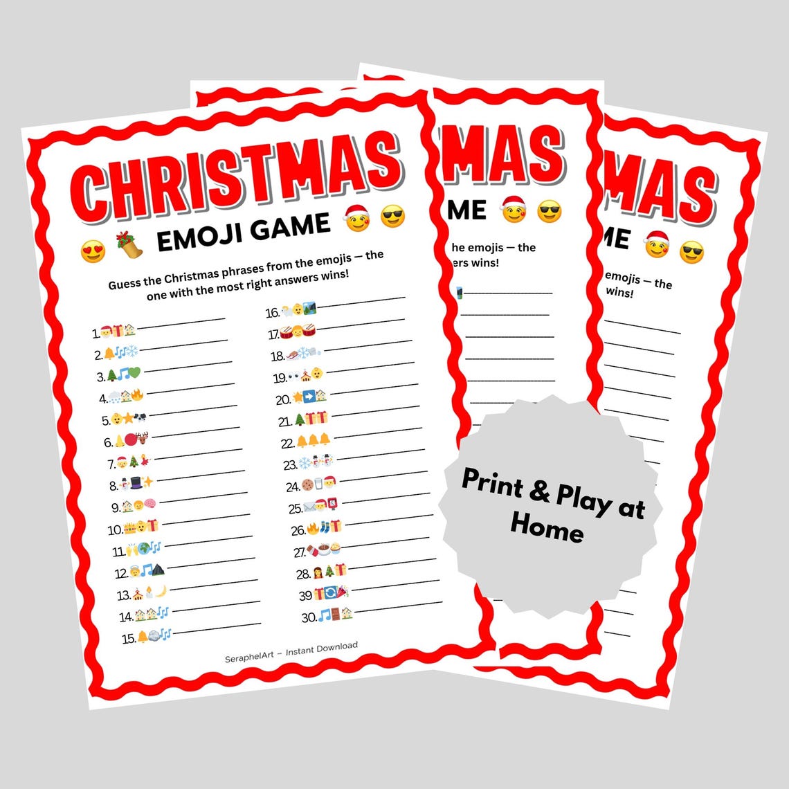 Christmas Emoji Game — Fun Printable for All Ages - Etsy