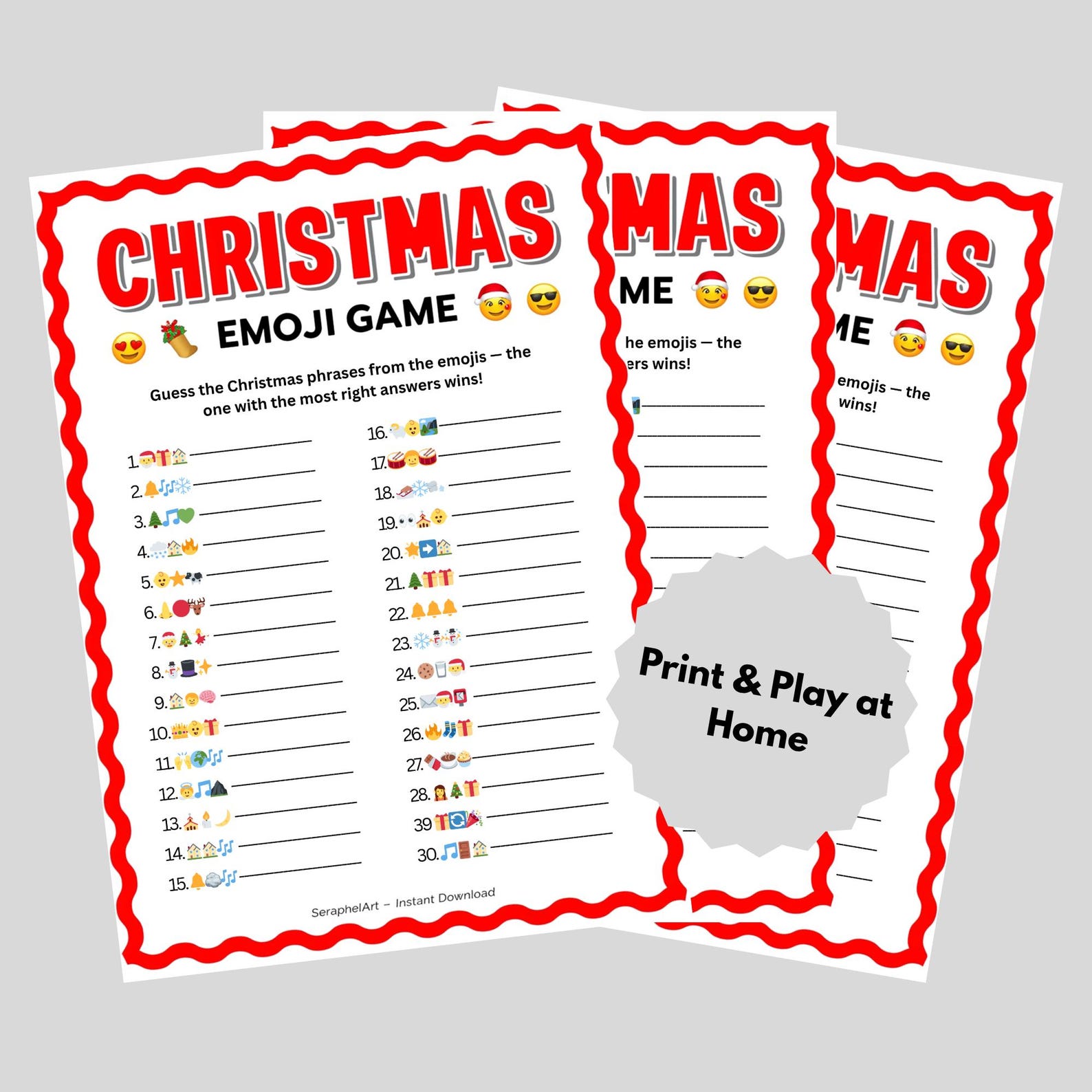 Christmas Emoji Game — Fun Printable for All Ages - Etsy