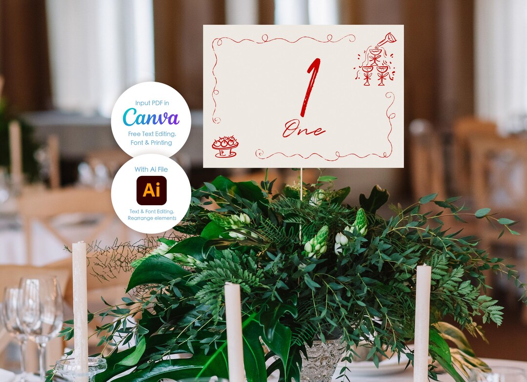 Handwritten Table Numbers 1-10: Editable Scribble Design (digital ...