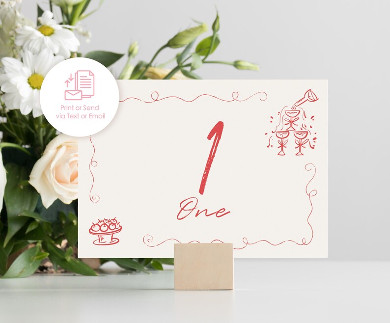 Handwritten Table Numbers 1-10: Editable Scribble Design (digital ...