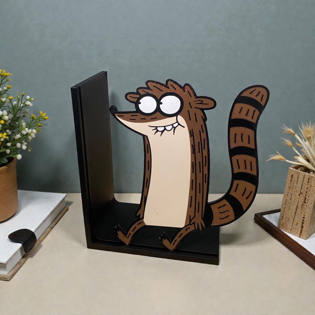 Cartoon Raccoon Bookend | Funny Animated Shelf Decor - Etsy