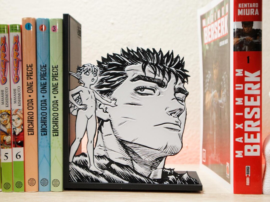 Berserk Guts & Puck Bookend | 3D Printed Manga Shelf Art | 3mm Slim ...