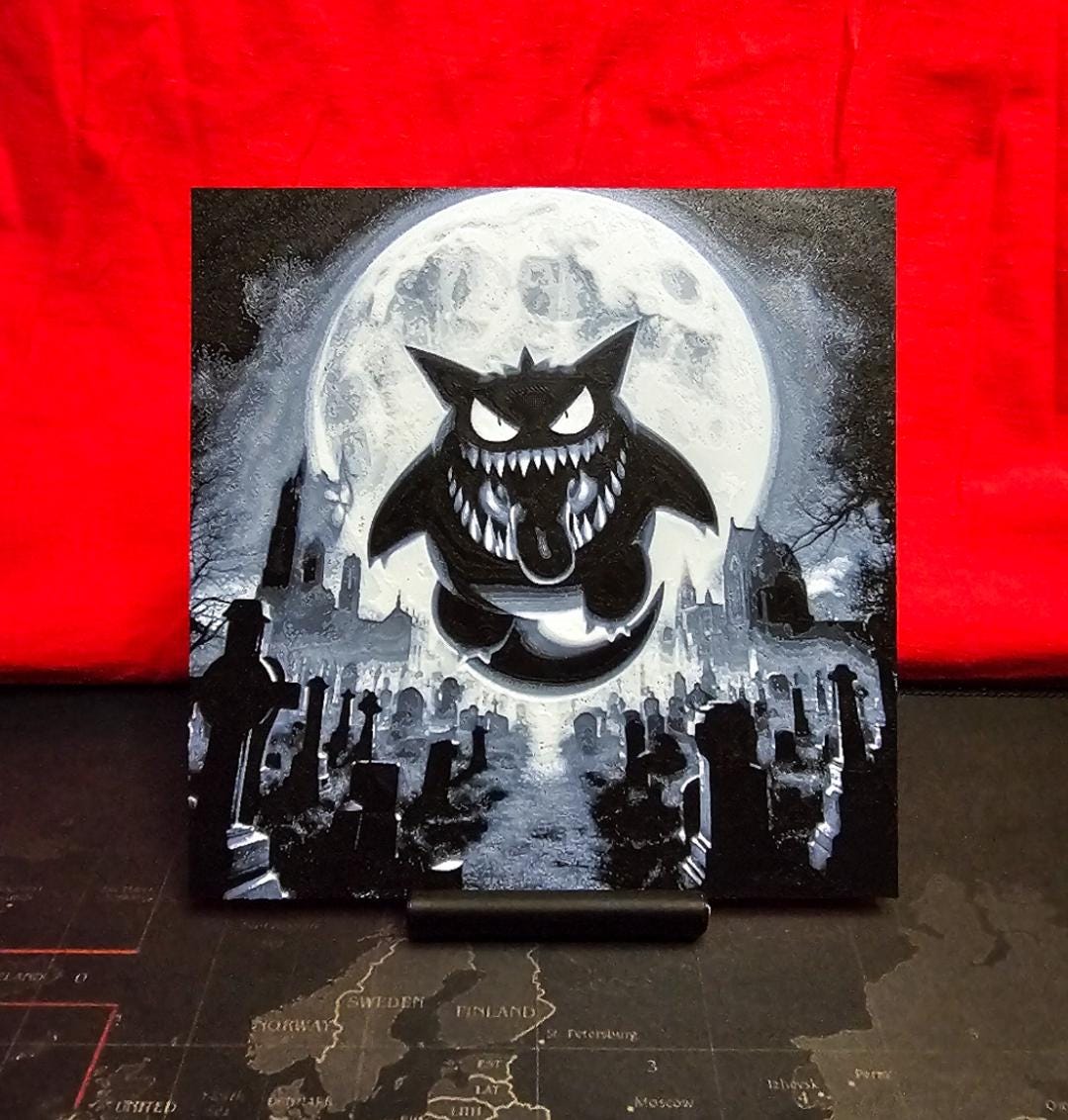 Gengar Moonlight Wall Art | 3D Printed Hueforge Embossed Panel ...