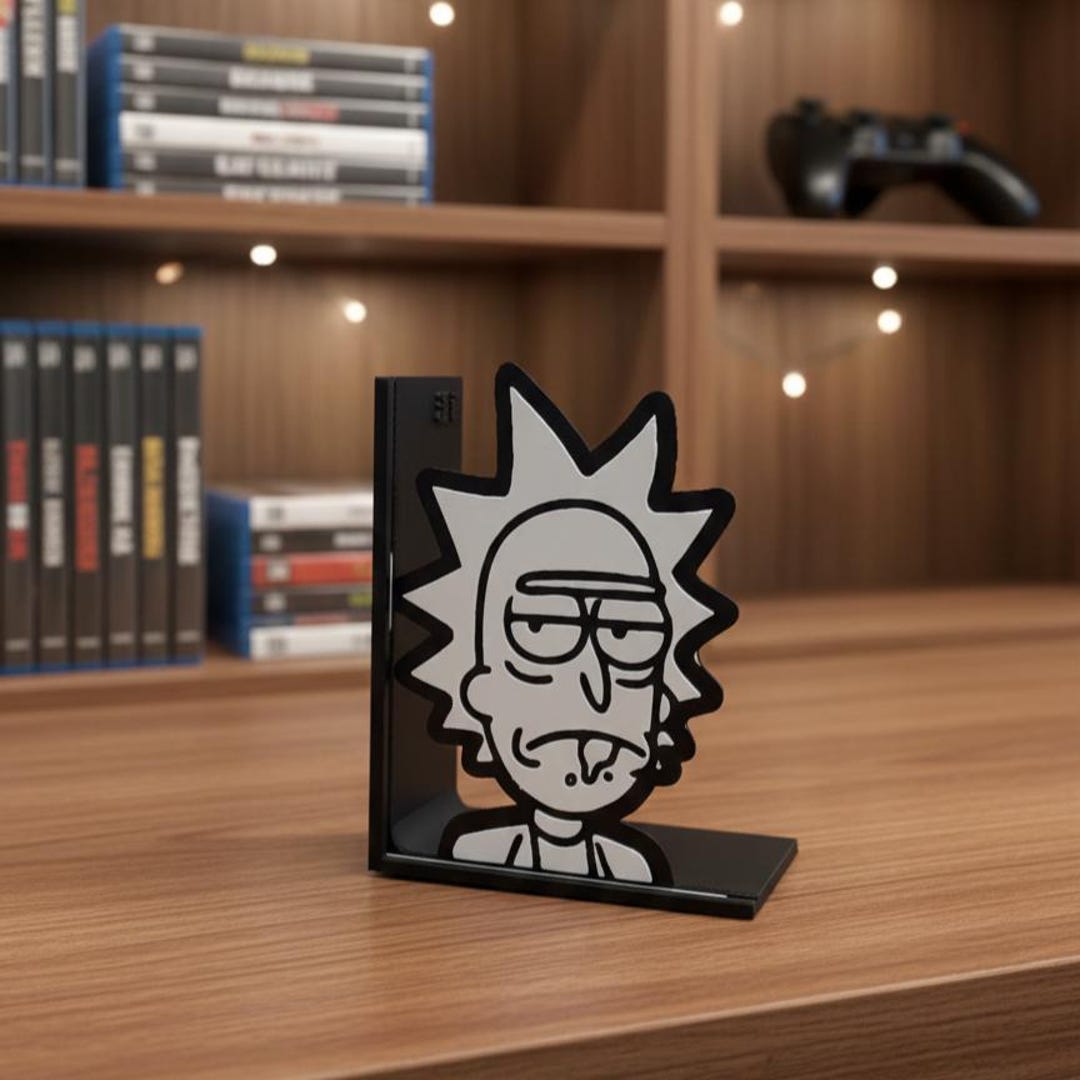 Mad Genius Cartoon Bookend | Modern Shelf Decor | Sarcastic Book Holder ...