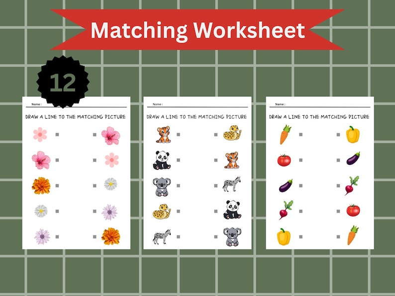 Printable Matching Worksheets, Match the Picture, Kindergarten ...